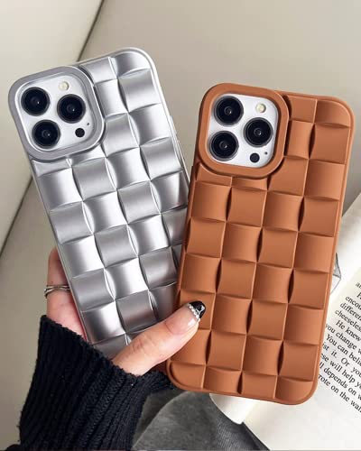 Ginkgonut Compatible with iPhone 13 Pro Case for Women/Girls, Cute 3D Laid Desgin Soft Silicone Shockproof Raised Bumper Corners Case for iPhone 13 Pro(Brown)