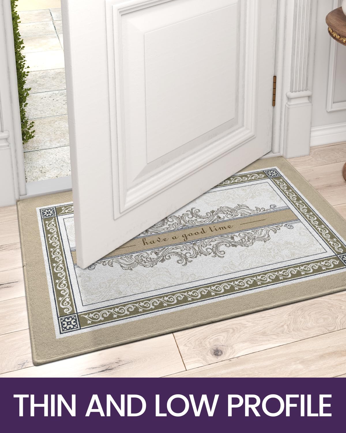 DEXI Door Mat, Absorbent Non Slip Entrance Mat, Easy Clean Low Profile Front Door Rugs for Entryway, 24"x35", Black