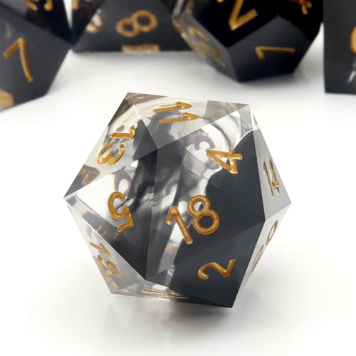 Haxtec DND Dice Set Sharp Edge Purple Galaxy Dice Resin Dice Iridecent Mylar with Dice Case Violet D&D Dice for RPG Dungeons and Dragons
