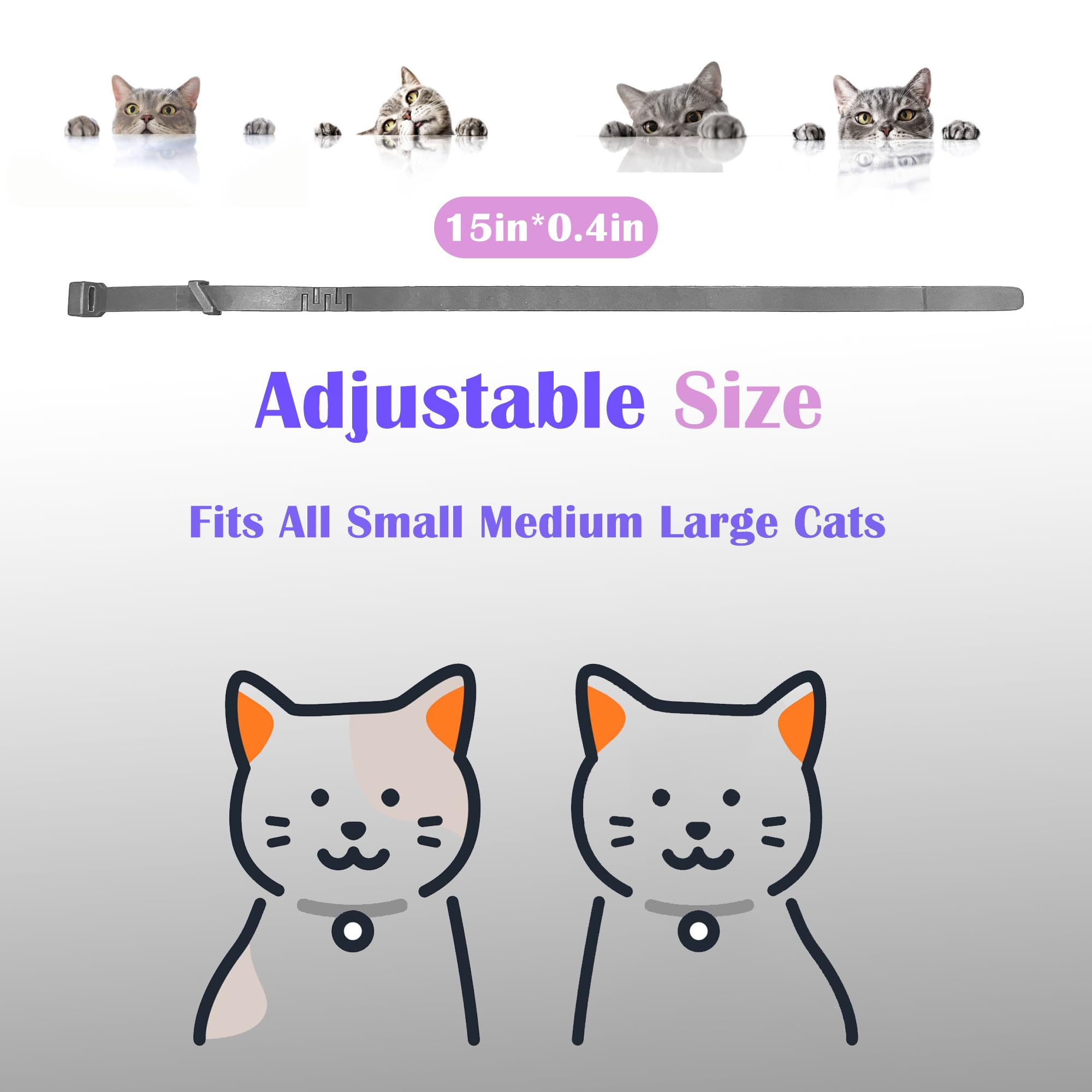 Minasuki 4 Pack Calming Collar for Cats - 60 Days Anxiety and Stress Relief, Relaxing Cat Collar, Adjustable Pheromones Collar for Cats,Natural Soothing for Continuous Calming
