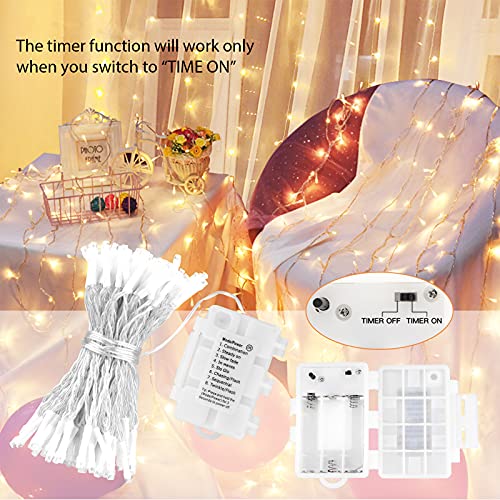 koopower [Timer & Remote] 36ft 100 LED Outdoor Battery Fairy Lights (IP65 Waterproof, Dimmable, 8 Modes, Warm White)