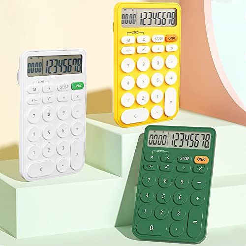 VEWINGL Standard Calculator 12 Digit,with Timers and Alarm Clock,Calculator with Large LCD Display for Office,School,Home & Business Use,Automatic Sleep,with Battery(Yellow)