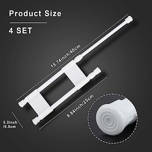 SAVITA 4pcs Rv Refrigerator Bars, 9.8-15.7inch White Adjustable Rv Fridge Tension Bars Metal Rv Fridge Bars for Holding Food Drinks Rv Refrigerator Accessories