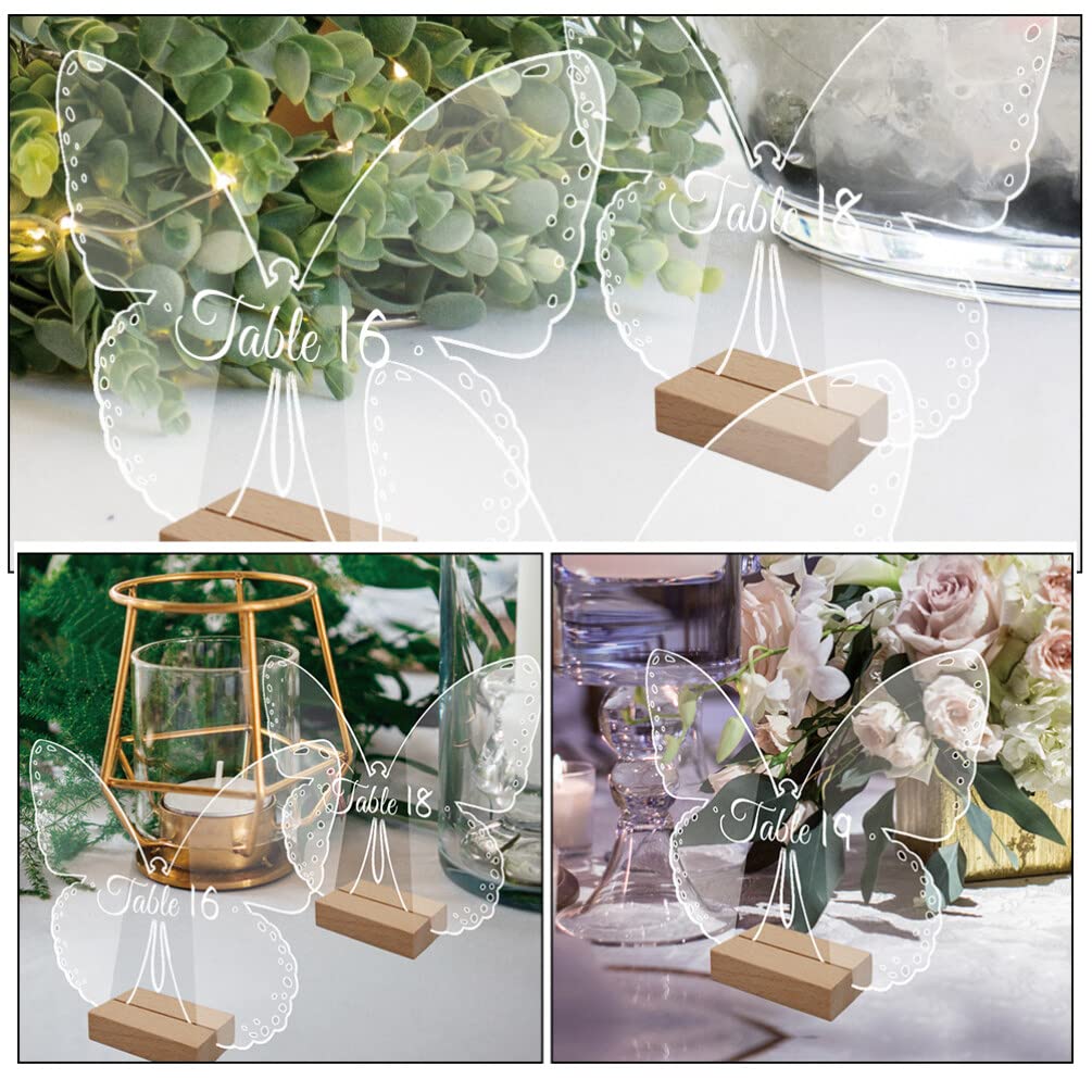 NUOBESTY Blank Table Signs 10 Sets Butterfly Table Placement Wedding Party Decorations Wedding Decorations Butterfly Table Sign Acrylic Table Sign Dining Room Table Decor Blank Flag Desk