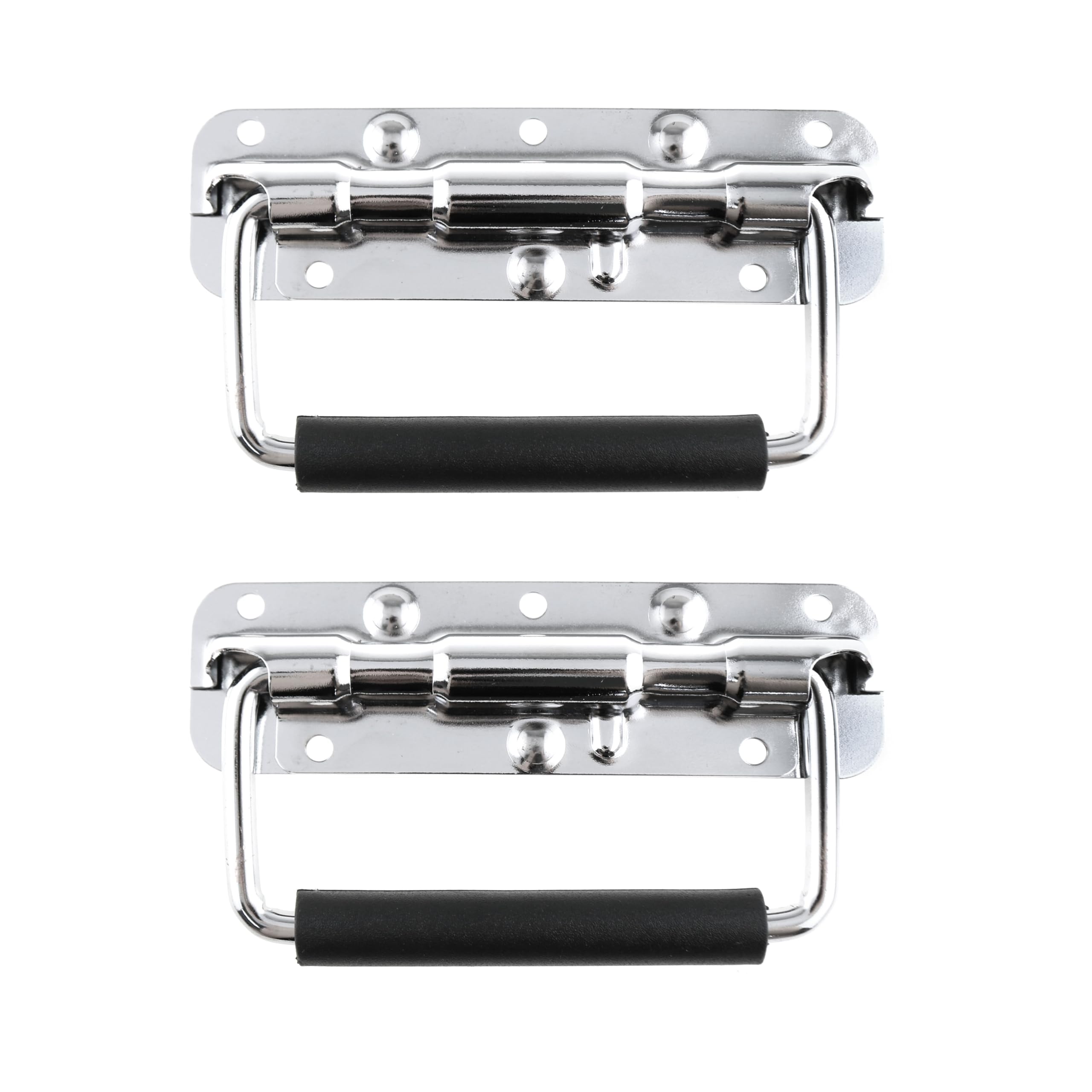 MEETOOT 2PCS 5.51x3.14 inch 304 Stainless Steel Spring Loaded Box Handle with Rubber Grip Suitable for Garage Ship Household Speaker