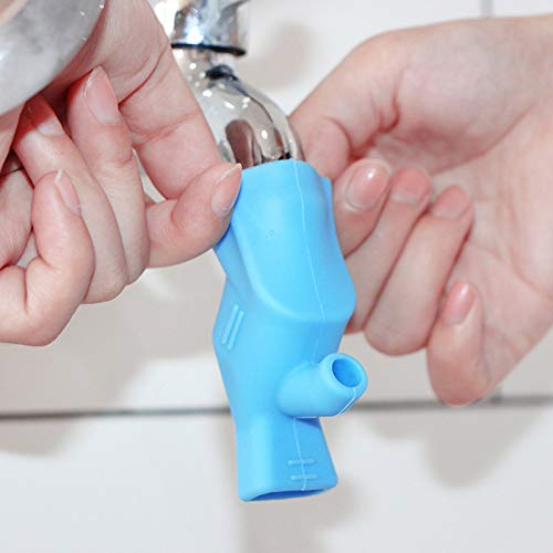 HO BEAR 2Pcs Silicone Faucet Extender Food-Grade Water Spout Cover Tooth Brushing Gargle Hand Washing Extender for Home Bathroom Kitchen Sink 2 Blue, 7x2.5cm