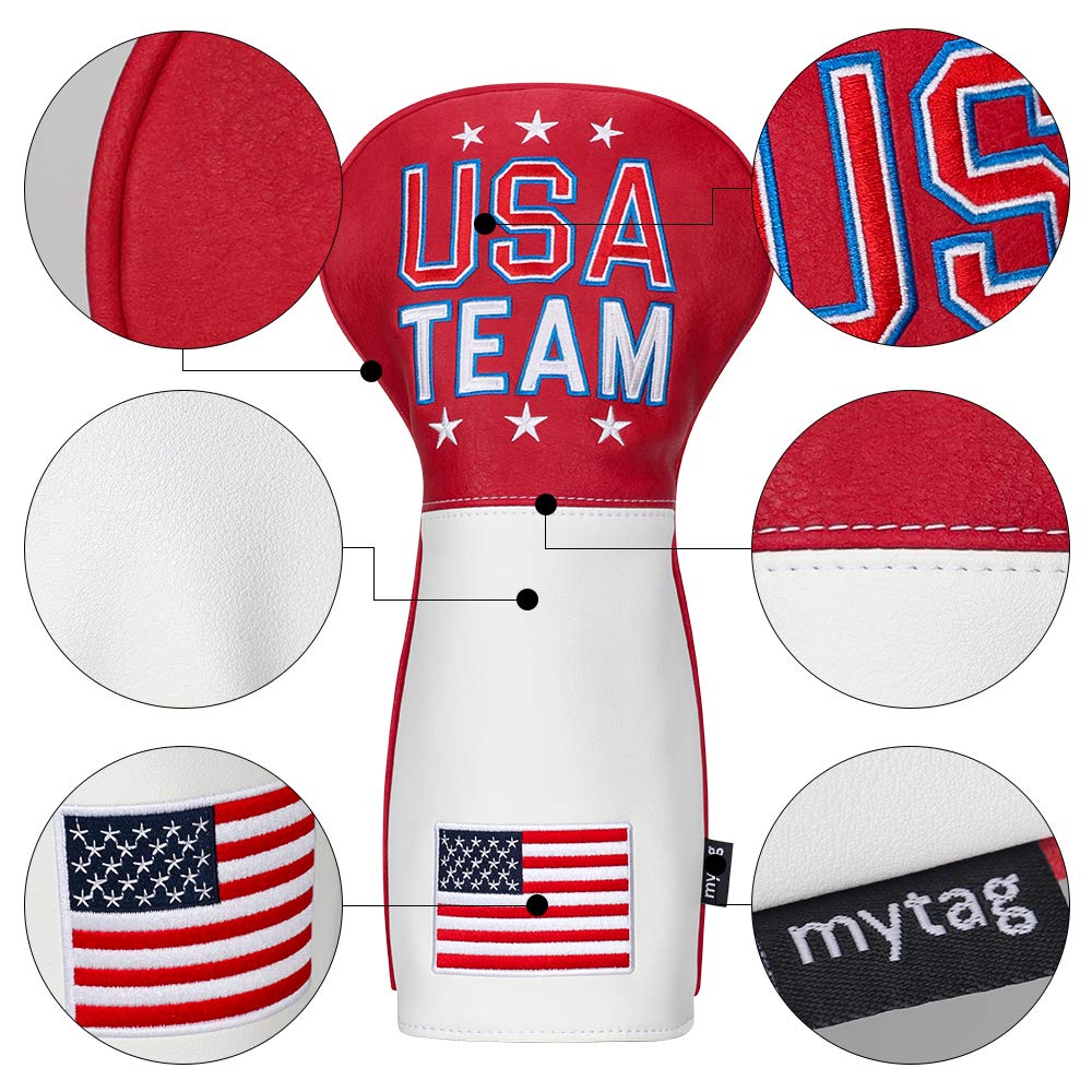 Driver Headcover USA Stars Golf Head Covers Classic American Flag Pattern PU Leather