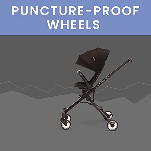 Delta Children Spyder Stroller - Lightweight/Compact Travel Stroller Features Extendable Canopy & Recline - Car Seat Adapter Included - Easy-Coast Puncture-Proof Wheels, Black