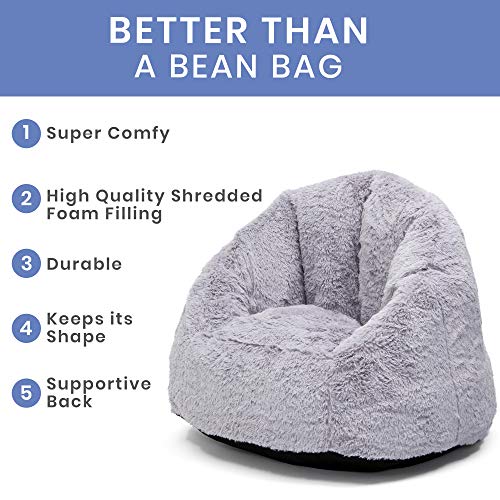 Delta Children Cozee Fluffy Chair, Kid Size (for Kids Up to 10 Years Old), Grey