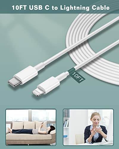 iPhone 13 12 Fast Charger [Apple MFi Certified], TIKALONG 2X 10FT Long USB C Lightning Charging Cable with 20W Wall Block for 13/13 Pro/13 Pro Max/12/SE/11/XS/XR/X/8 Plus, iPad, CA-43T