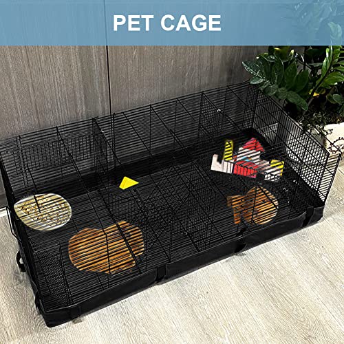 LINGSFIRE Guinea Pig Cage Liners, Reusable Guinea Pig Bedding Accessories Oxford Cloth Bottom Reusable Cage Liners for Guinea Pigs Rabbits, 47 x 24 x 3.5 inches(Black)