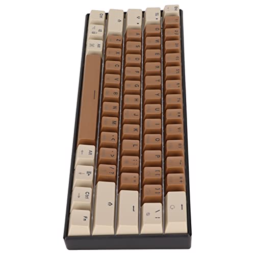 Gaming Keyboard, Color Mixing 61 Keys Plug and Play Ergonomics Mechanical Keyboard Quick Response Bond Wire Separation for Android for Windows for iOS(Tea Shaft)