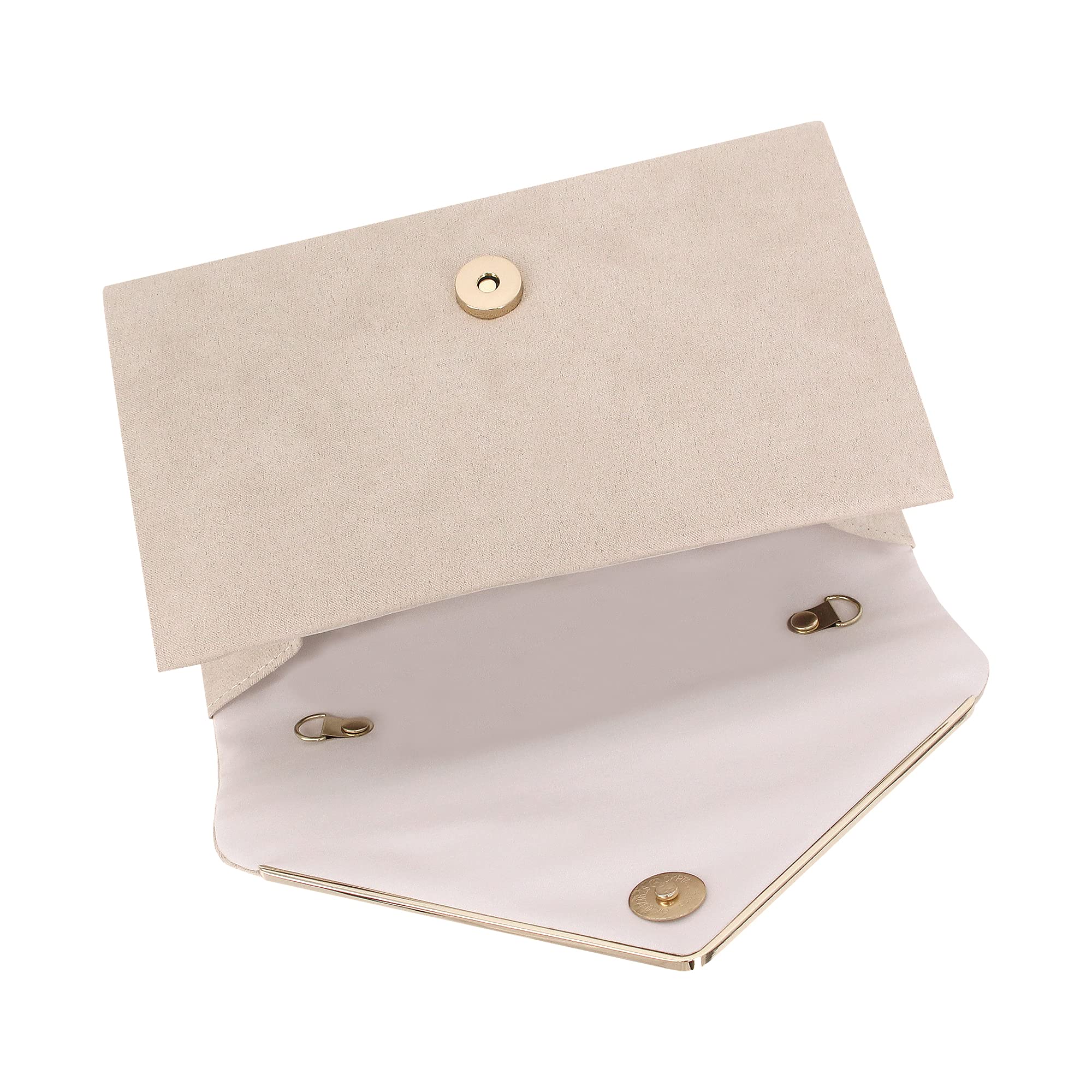 Gabrine Womens Evening Envelop Bag Handbag Clutch Purse Shiny Sparkling Material for Wedding Party Prom,Beige Suede