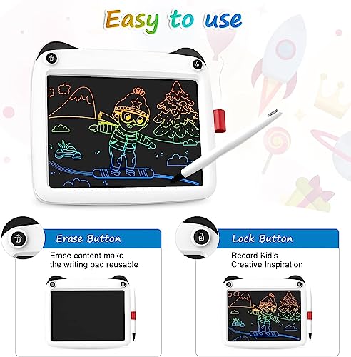 Kids Toys LCD Writing Tablet,9 Inch Colorful Screen Doodle Board,Erasable and Portable Drawing Pad for Birthday Christmas (White)