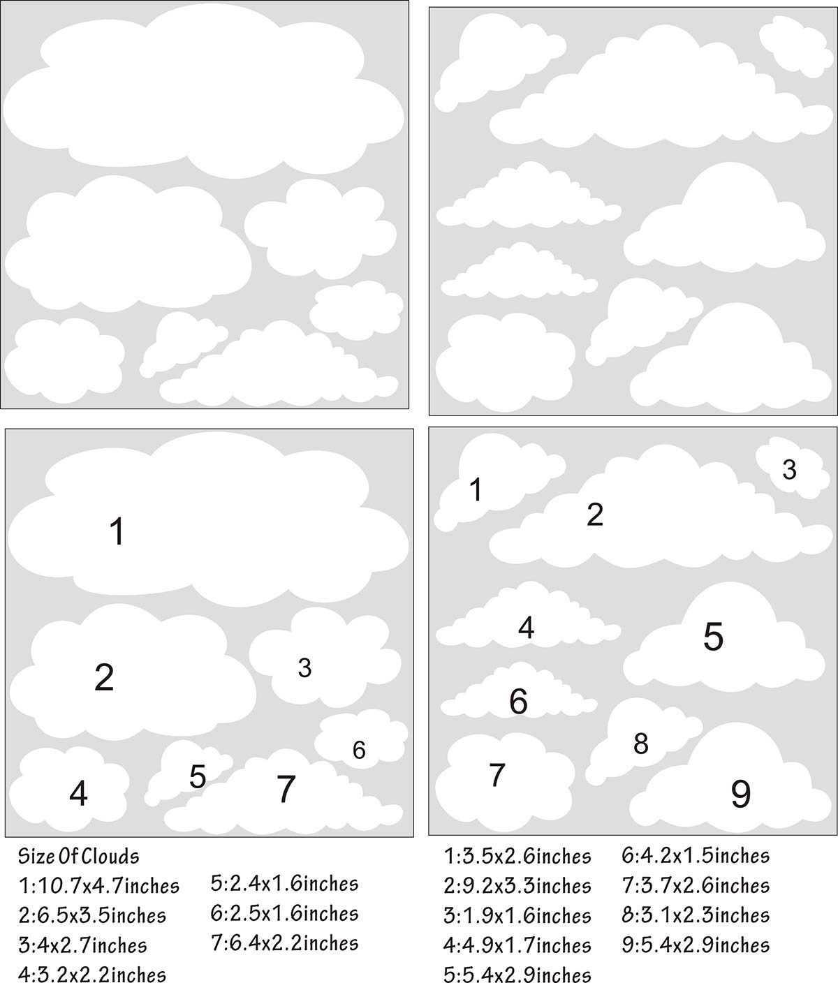Easu Clouds Wall Decal Wall Stickers Peel and Stick Removable Wall Stickers Kids Room Decals Nursery Decor