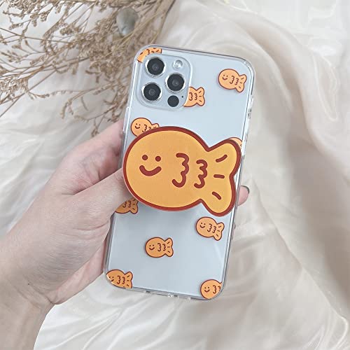 ONLYOU GRIPTOK Phone Grip Korean Grip Tok Taiyaki Design Funny Unique Cute Phone Stand Drop Prevention Just Stick On Custom Pair Women's (Brown)