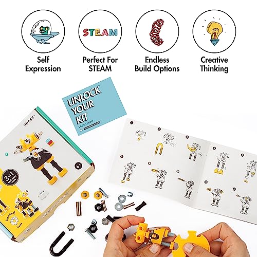 The Off Bits InfoBit Build Your Own Robot Toy Construction Set, Educational STEM Activities Learning Kit, Creative Build and Play Model Kit Steam Toys for 6 7 8 9 10+ Year Old Boys and Girls