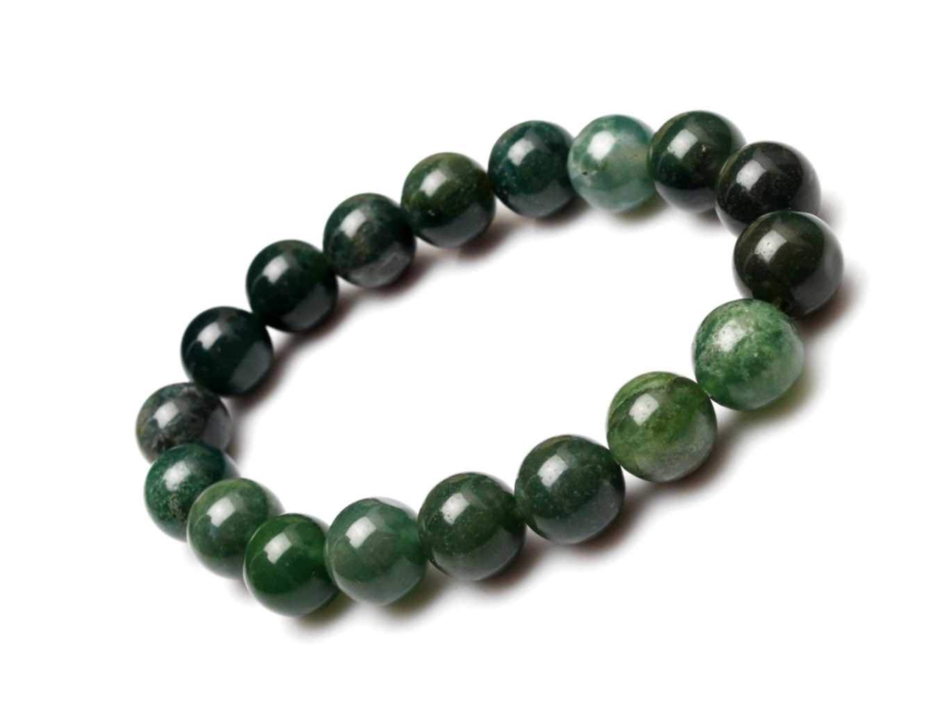 Energized Natural 108 Moss Agate Mala Beads Necklace, 8 mm bracelet, Dark Green Moss Agate, Mala Bead, Stretch Bracelet, Heart Chakra, Hand knotted Wrap Mala (Moss Agate Bracelet)