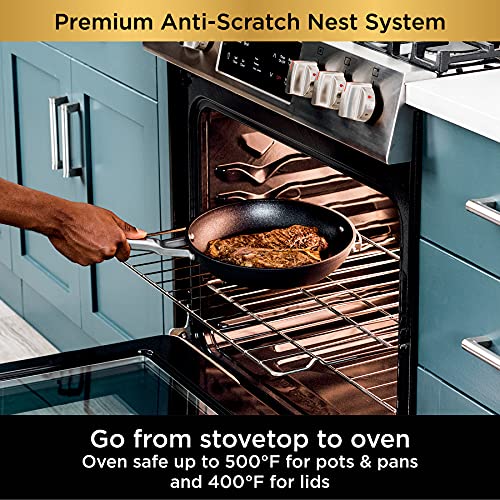 Ninja C50020 Foodi NeverStick Premium 8-Inch Fry Pan, Anti-Scratch Nest System, Hard-Anodized, Nonstick, Durable & Oven Safe to 500°F, Slate Grey