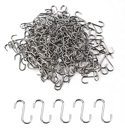 IDEALSV Stainless Steel S Hooks 200 Pcs Small S Shaped Hooks Christmas Ornament Hooks Jewelry Hooks 0.8 Inch Hanging Holder