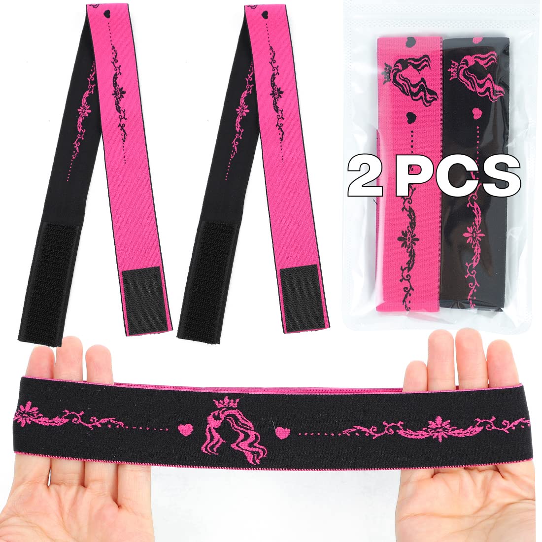Elastic Bands for Wig Edges Adjustable Lace Melting Band for Wigs Thick Comfortable Durable Wig Band for Lace Frontal (13x5 deep 200density, 2 PCS)