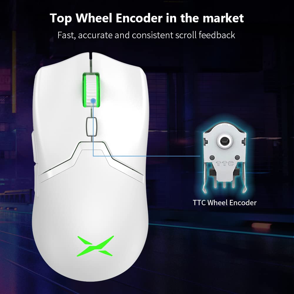 DeLUX 80G Wired Ergonomic Gaming Mouse - PMW3389 Sensor, 100-16000DPI, Personalized Basics, Paracord Cable, Ormon Switch, 7 Buttons, RGB Optical Mouse (M629BU-Black)