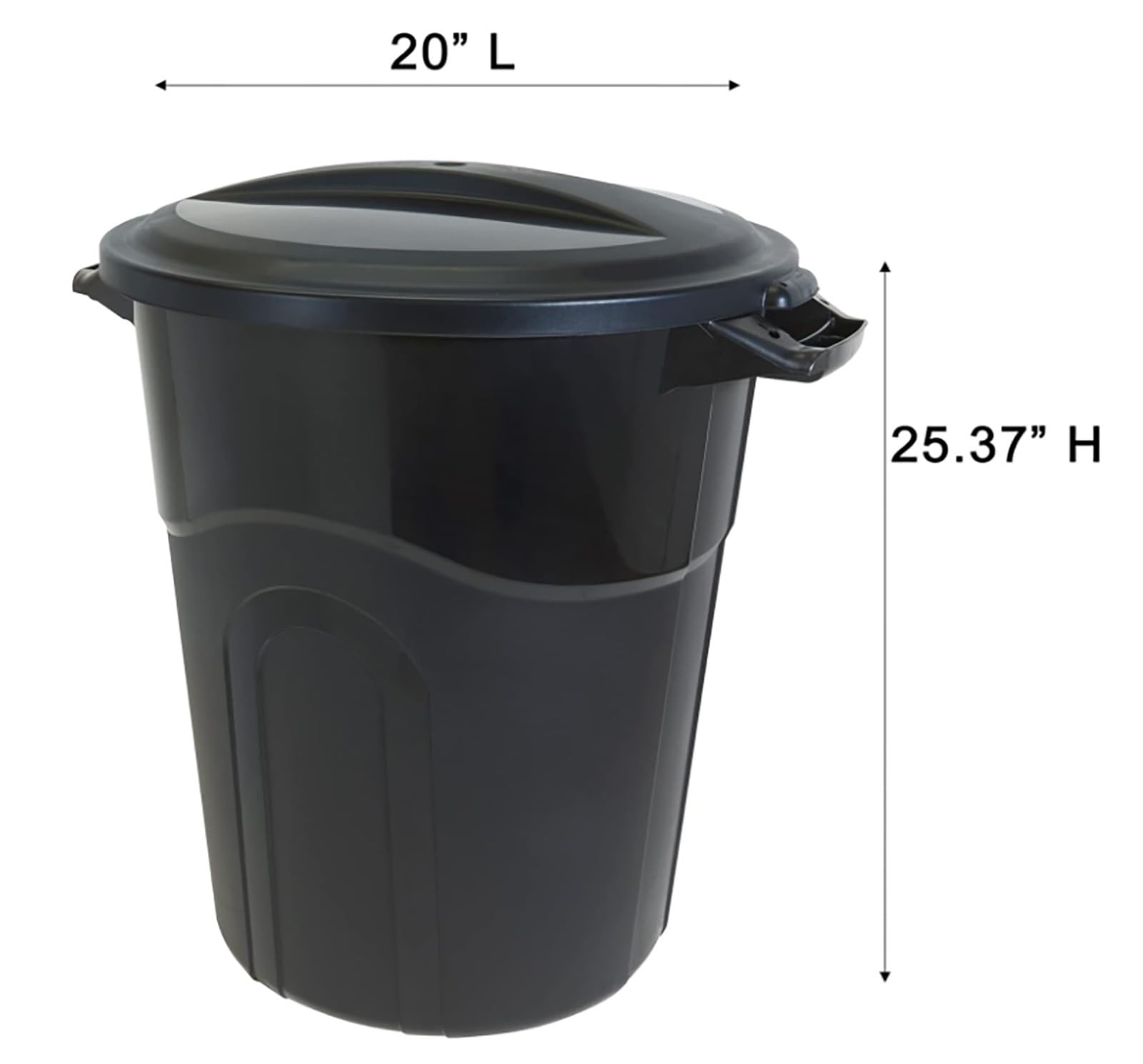 Outdoor Garbage Can, 20 Gallon Outdoor Trash Can with Click Lock Lid, Heavy Duty Plastic Garbage Can, Perfect Backyard, Deck, Patio, Office or Garage Trash Can, Black