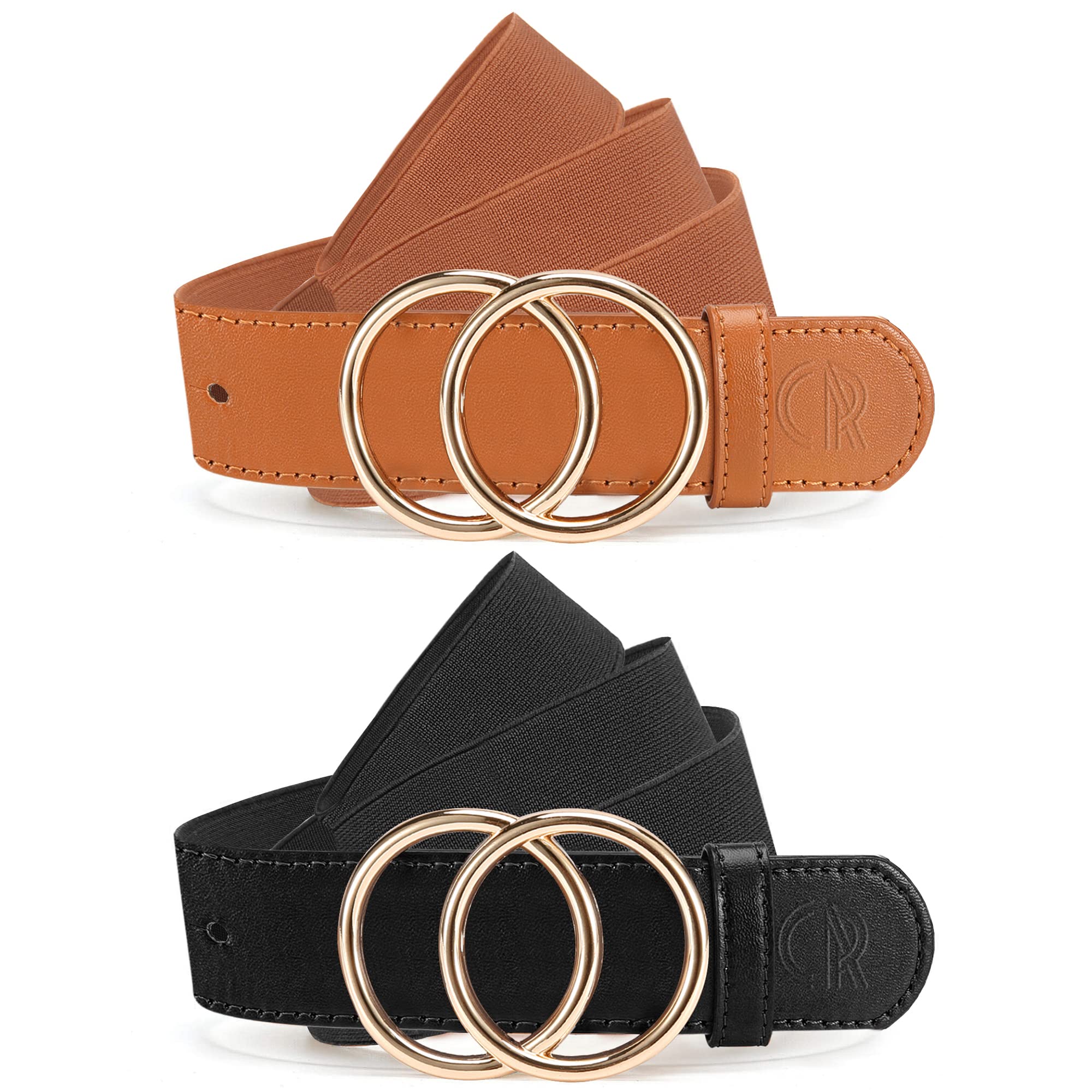 Elastic Belt for Women - CR 1.25" Stretch Waist Belts for Women for Dresses Jeans - Fully Adjustable for Comfort Fit