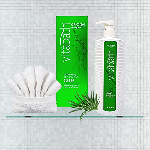 Vitabath Original Spring Green Moisturizing Bath & Shower Gel Wash Intoxicating Botanical Skin Rejuvenation, Hydrating Dry Skincare, Body Cleanser & Foaming Gelee - 32 oz