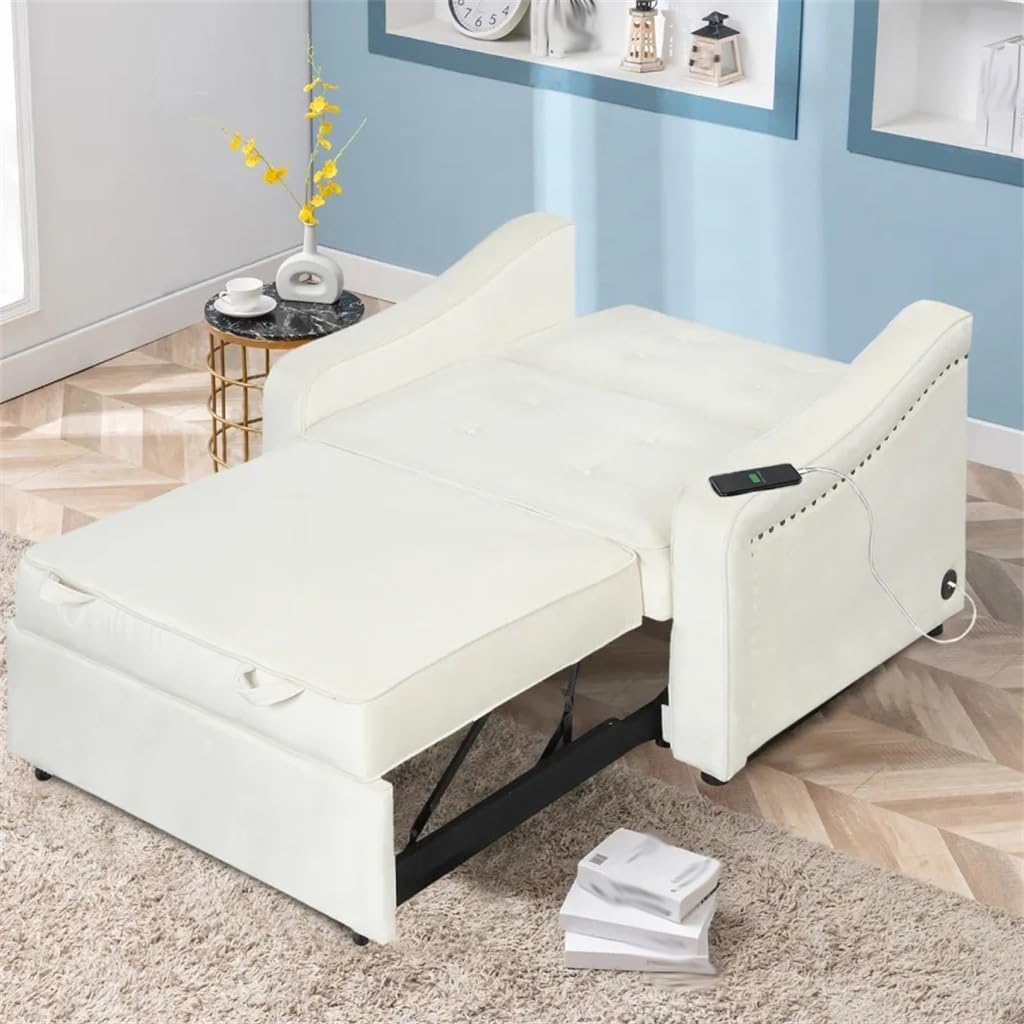 DOUBAO 50.6" Convertible Sleeper Bed, Adjustable Sofa Couch with Dual USB Portsa for Living Room Spacem
