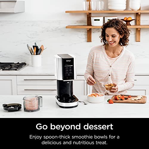 Ninja NC301 CREAMi Ice Cream Maker, for Gelato, Mix-ins, Milkshakes, Sorbet, Smoothie Bowls & More, 7 One-Touch Programs, with (2) Pint Containers & Lids, Compact Size, Perfect for Kids, White