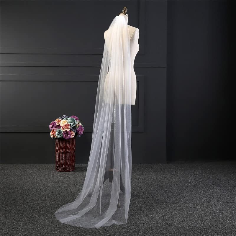 DNATS Wedding Veil One-Layer Long Bridal Head Accessories (Color : White, Size : 3m)