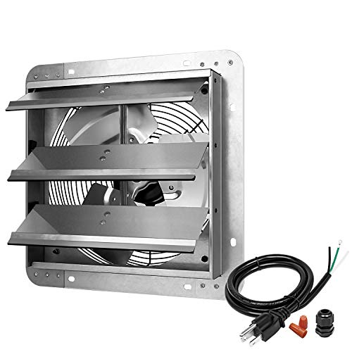 iPower 12 Inch Shutter Exhaust Fan Aluminum High Speed 1620RPM, 940 CFM, Silver (Pack of 1)