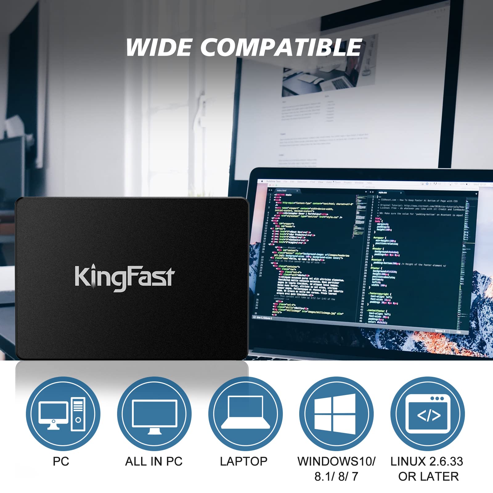 KingFast 960GB SSD SATA III 6 Gb/s 2.5 Inch SSD Internal Hard Drive SSD Up to 560 MB/s Compatible with Laptop & PC Desktop