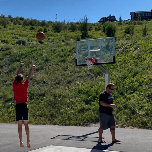 Dominator Premium Inground Adjustable Basketball Hoop - 72" Backboard w/ 4' Overhang - NBA/NCAA Regulation Adjustable Basketball Goal - Adjusts from 7' - 10', Made of Heavy Duty Rust Proof Aluminum