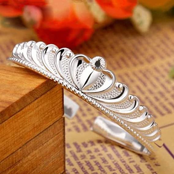 TOPOB Classic 925 Sterling Silver Bracelet, Ladies Fashion Pattern Open Alloy Jewelry Cuff Bangle Chain Bracelets (Silver-C)