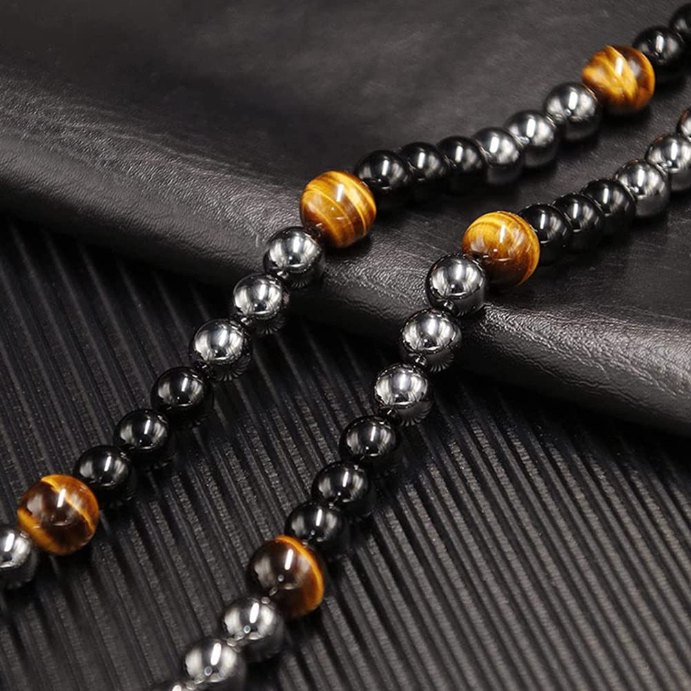 Fortis Chalcedony Beaded Necklace,Tiger Eye Beads Beaded Necklace Chain,Tiger Eye Necklace for Men and Women (1pcs)