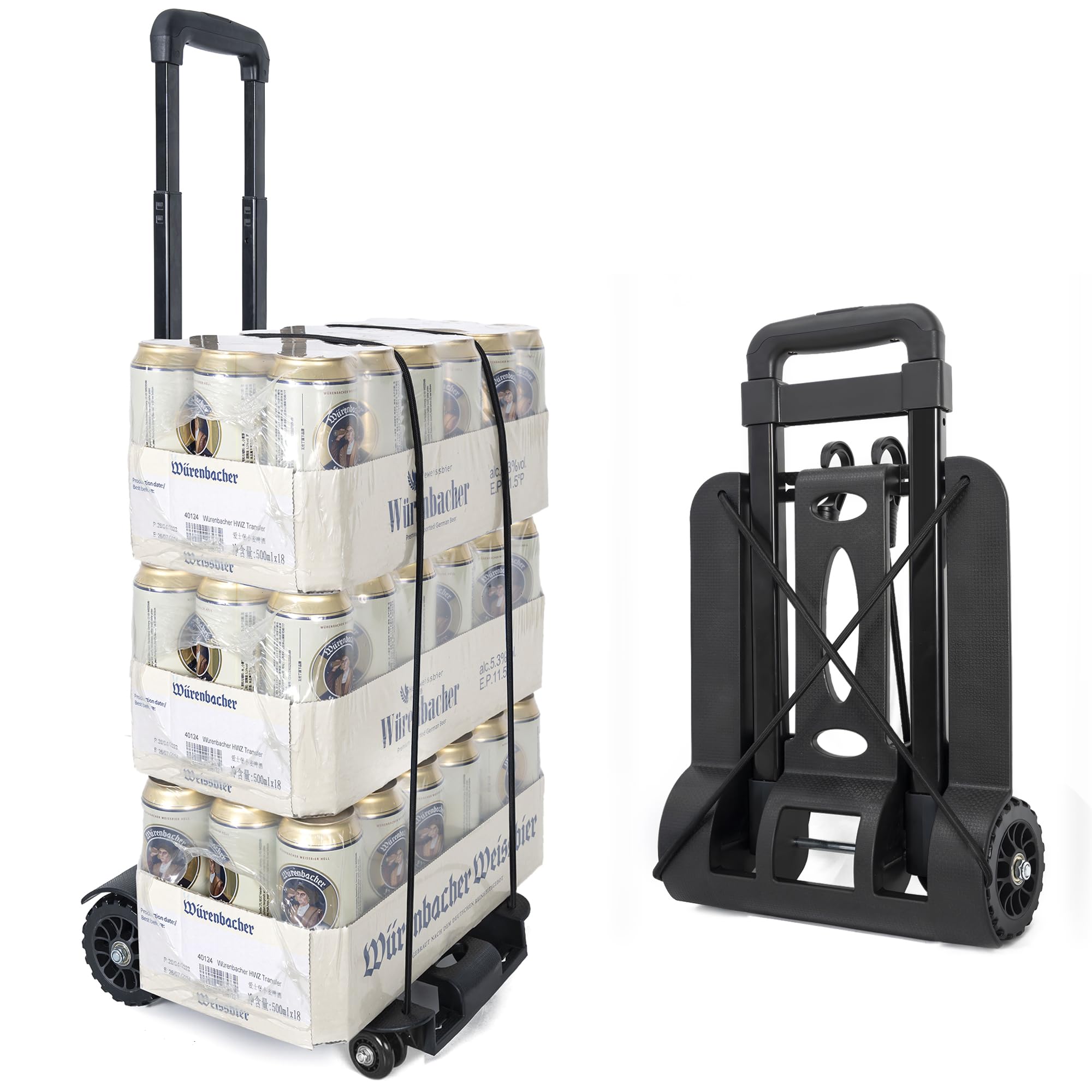 Folding Hand Truck with 2-Wheels Dolly Cart Adjustable Handle for Moving, Travel,Office Use