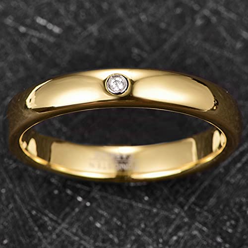 GALANI Gold Cubic Zircon Ring for Women 4mm Dome Tungsten Jewelry Ring for Wedding Engagement Promise Propose Size 8