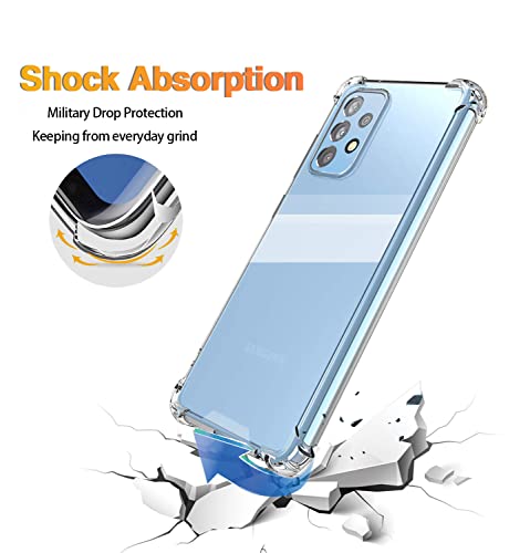 KIOMY πππ πππ Clear Case for Samsung Galaxy A23 4G 5G with 2pcs HD Tempered Glass Screen Protectors Transparent Cover for A23 4G LTE Hybrid Hard PC Back and Flexible TPU Frame Shockproof Bumper