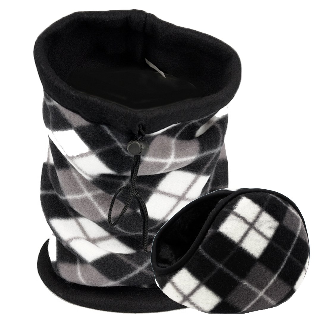 Double Layer Polar Fleece Neck Warmer Earmuffs Set - Neck Gaiter Tube Ear Warmer Headband Face Mask