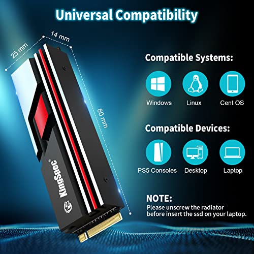 KingSpec 1TB NVMe SSD Gen 4x4, M.2 2280 PCIe 4.0 Gaming SSD, up to 7400MB/s, 3D NAND Flash Internal Hard Drive for Laptop & PC Desktop