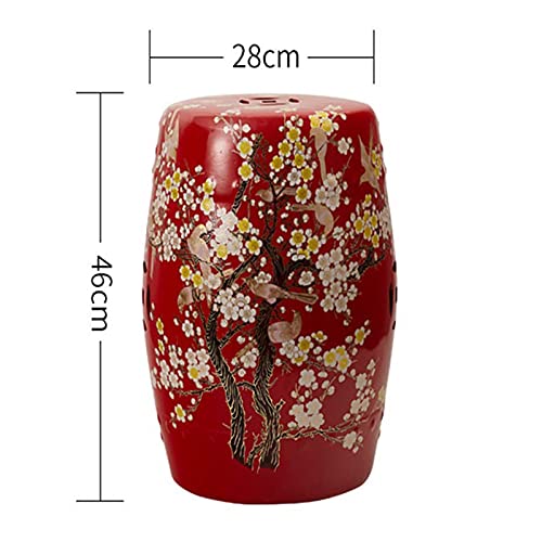 DEVINK Retro Household Drum Stool, Ceramic Stool for Living Room, Garden Stool, Suitable for Bedroom, Living Room, Garden. (Color : Lemon Yellow)