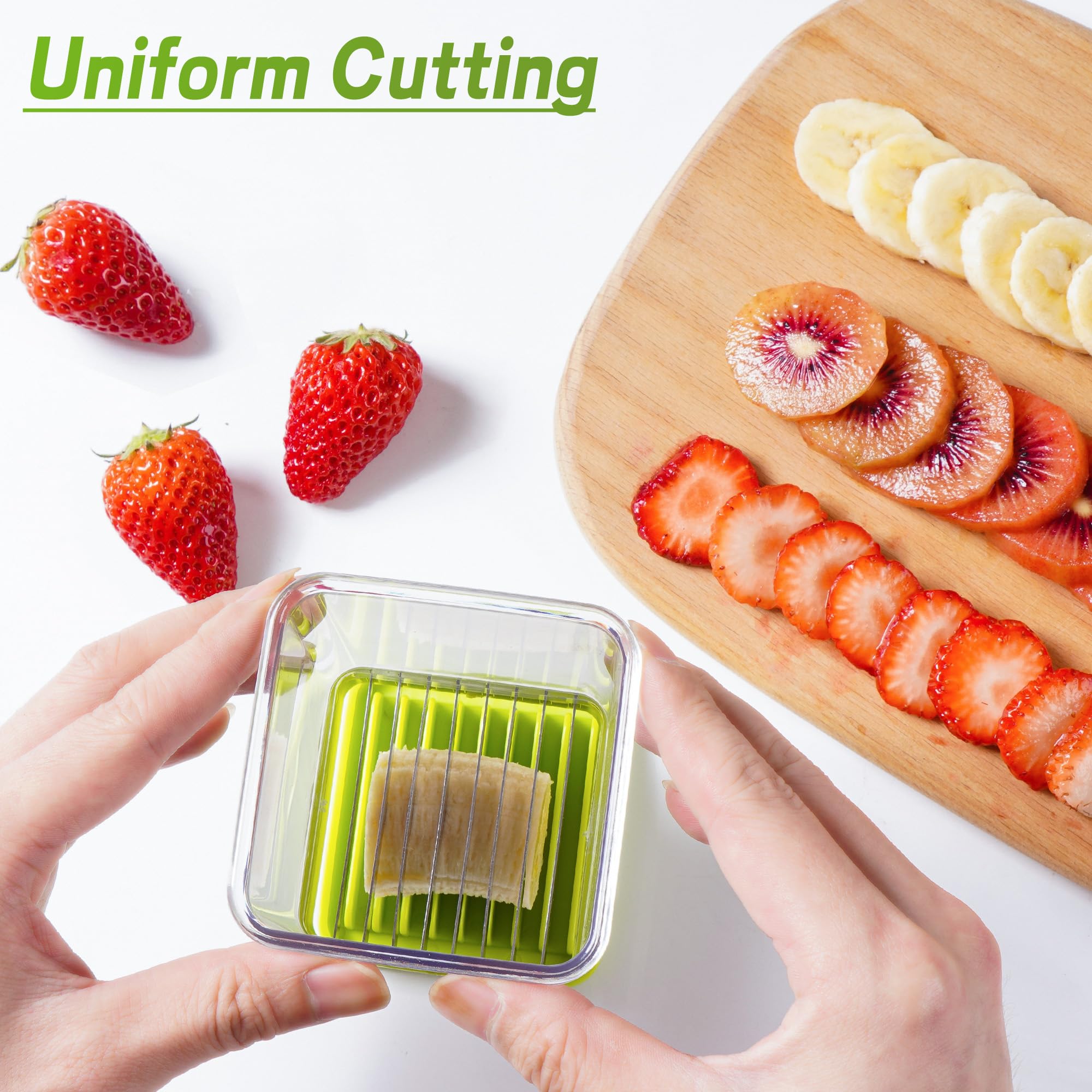 FOLENCER 2 Pack Strawberry Slicer,Upgraded Fruit Cup Slicer with Push Plate,Fruit & Strawberry Cutter for Quickly Making Fruit Vegetable Salad,Integrated Blade Design,Enssential Kitchen Gadget.