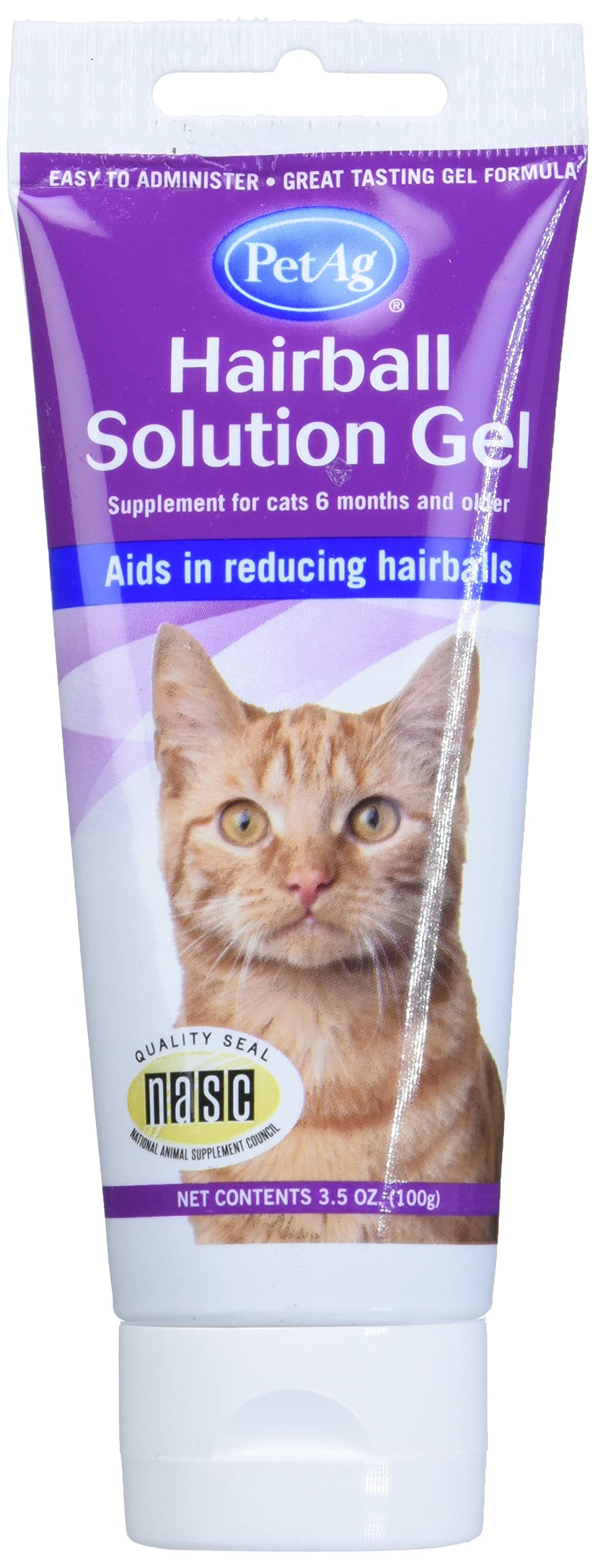Pet-Ag Hairball Solution Gel Supplement for Cats - 3.5 oz - Helps Prevent and Reduce Hairballs in Cats 6 Months and Older