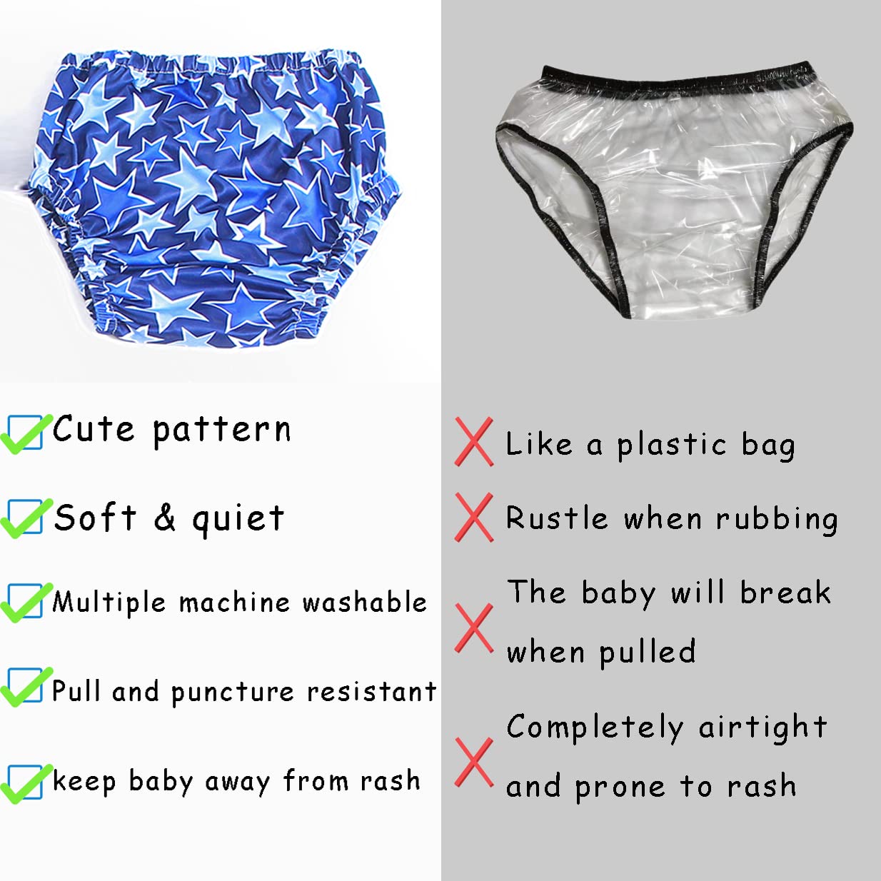 Kwumsy Waterproof Toddler Training Underwear Covers,Plastic Training Pants, Soft and Quiet,Covers for Potty Training Pants or Diaper (4T(6 Count))