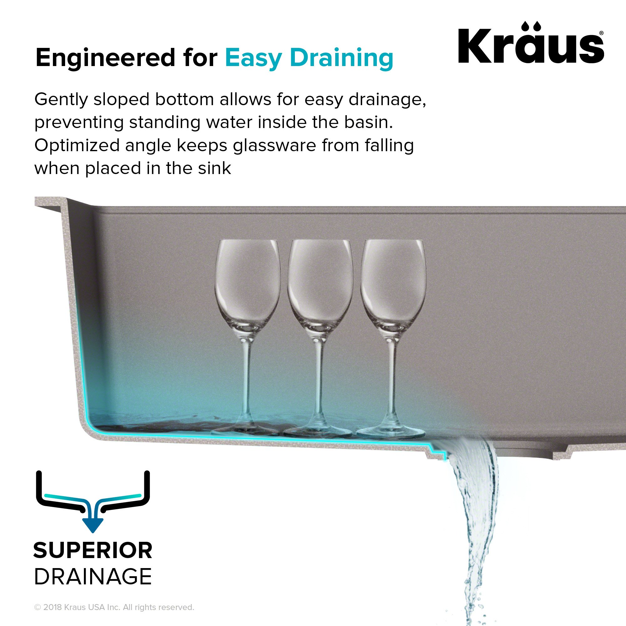 KRAUS KGD-441 Quarza 25-inch Dual Mount Single Bowl Granite Kitchen Sink in Grey