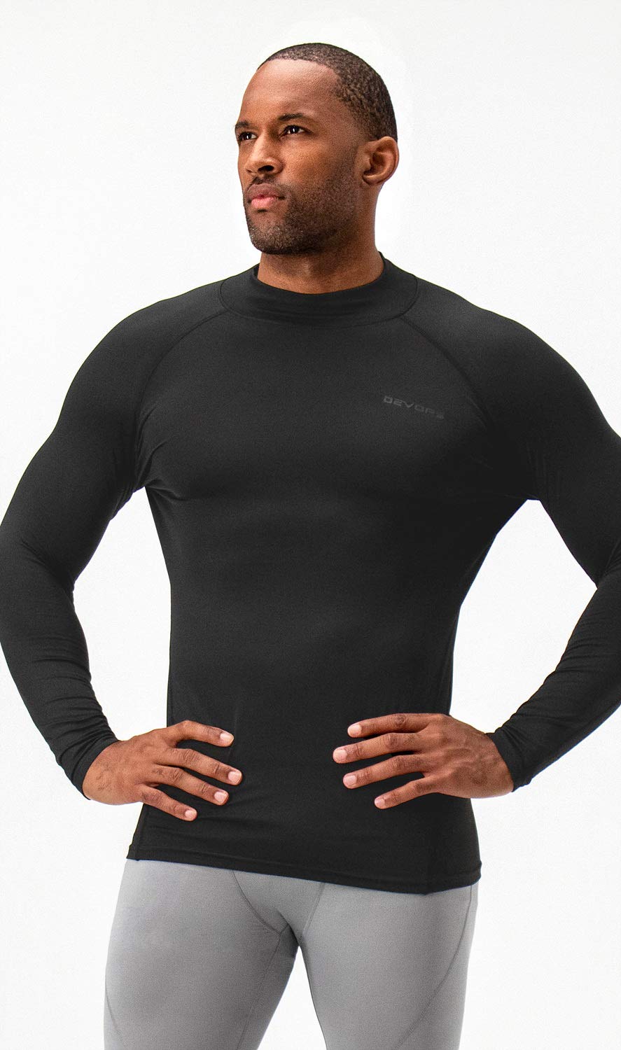 DEVOPS 2 Pack Men's Thermal Turtle Mock Neck Shirts, Compression Long Sleeve Tops (Medium, Black/White)