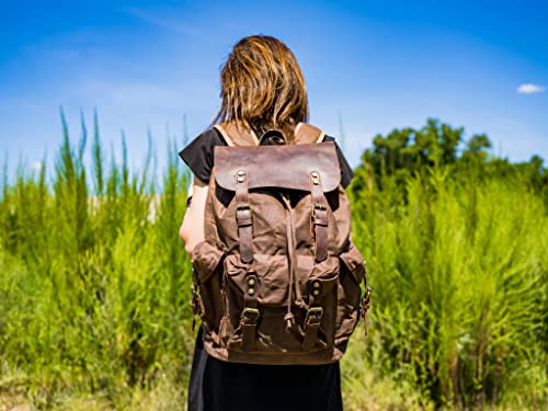 olpr. Canvas and leather backpack (Brown)