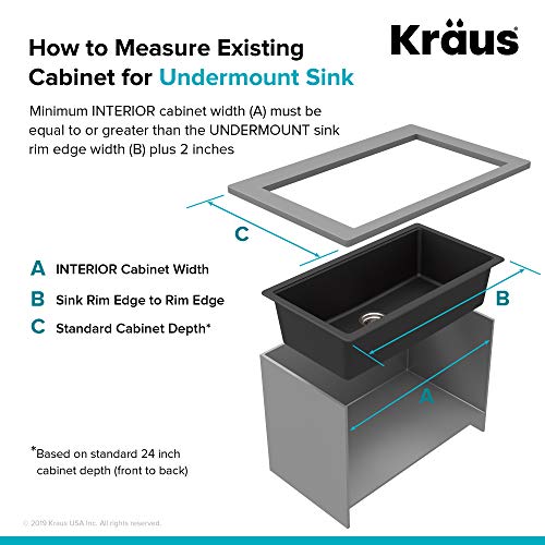 Kraus KGU-434B Undermount 50/50 Double Bowl Granite Kitchen Sink, 32.5-Inch, Black